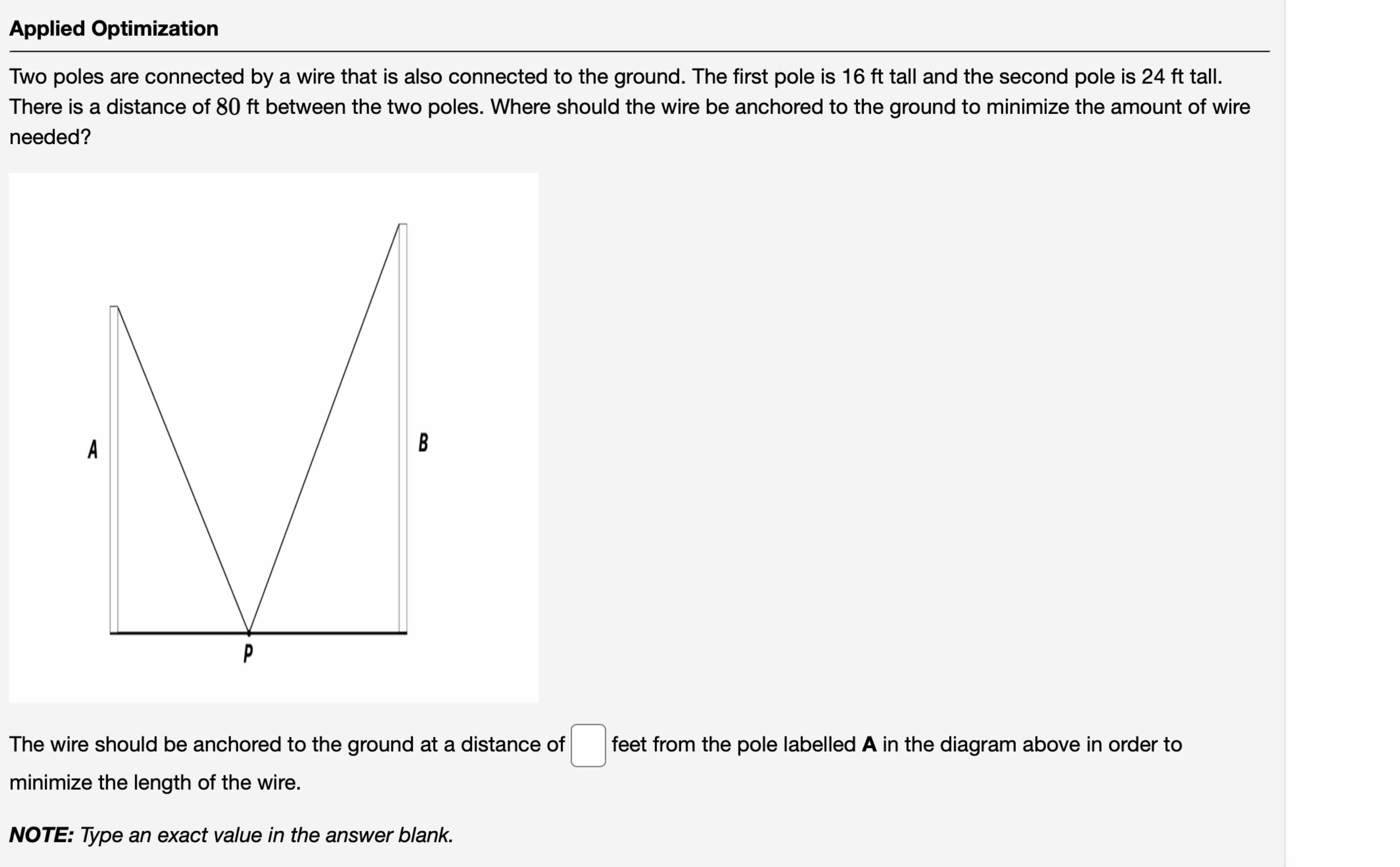 Solved Applied OptimizationTwo poles are connected by a wire | Chegg.com