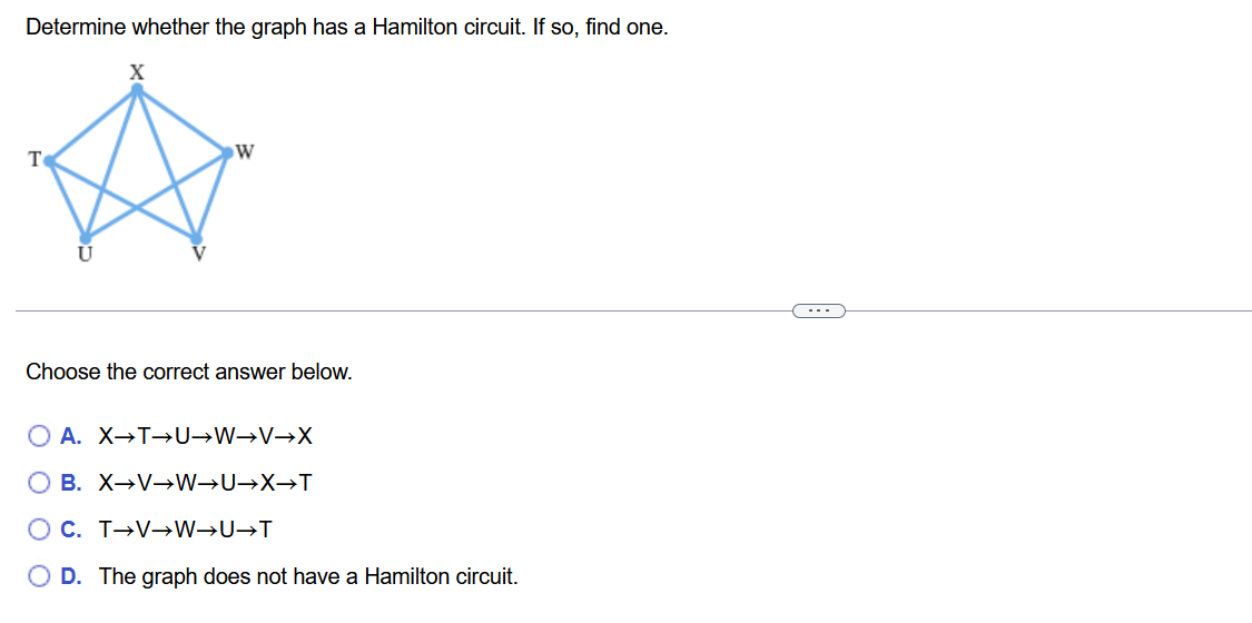 Solved Determine whether the graph has a Hamilton circuit. | Chegg.com