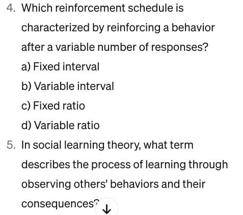Solved Which reinforcement schedule is characterized by | Chegg.com