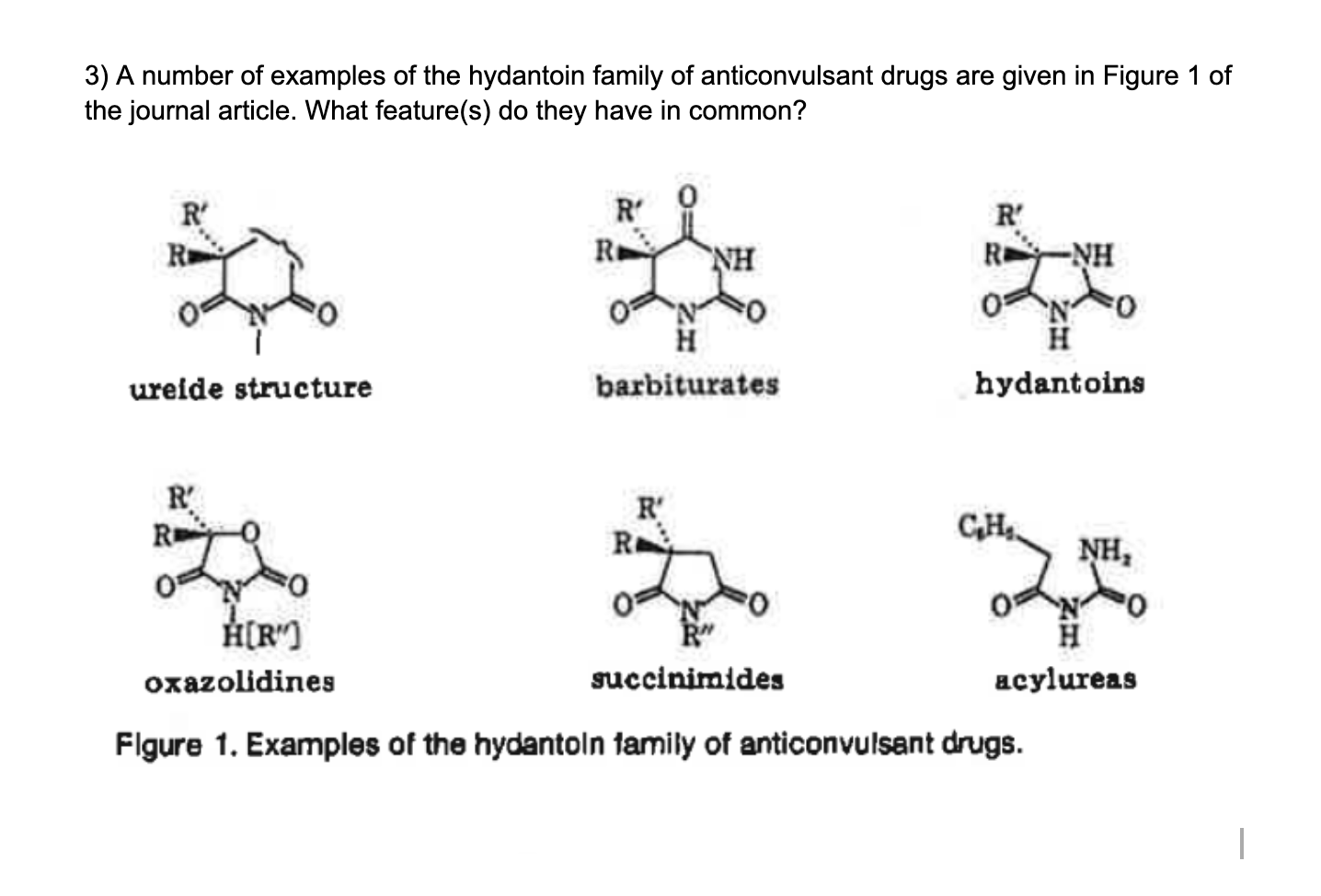Solved A number of examples of the hydantoin family of | Chegg.com