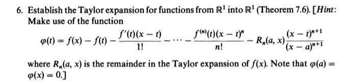 Solved Establish the Taylor expansion for functions from R1 | Chegg.com