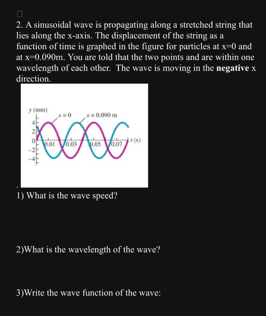 Solved A sinusoidal wave is propagating along a stretched | Chegg.com