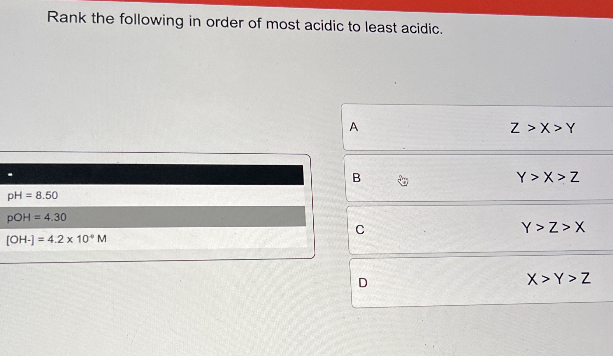 Solved Rank the following in order of most acidic to least | Chegg.com