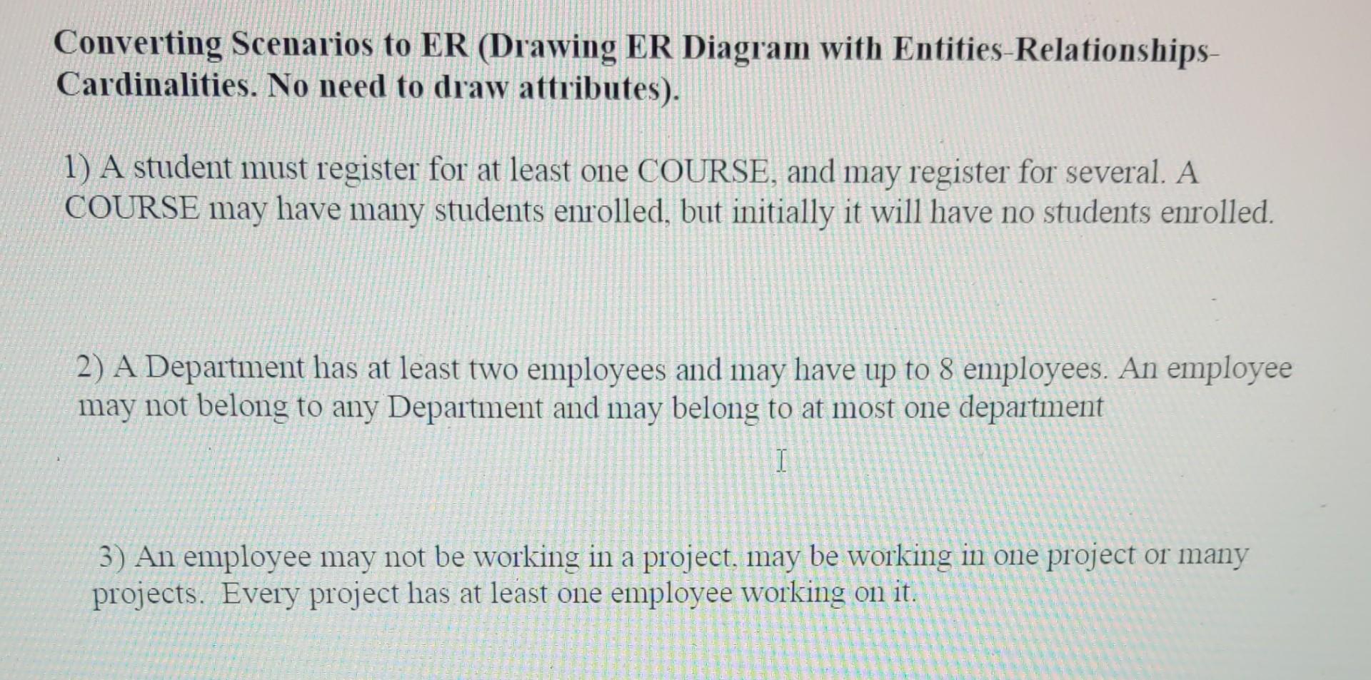 Solved Converting Scenarios to ER (Drawing ER Diagram with | Chegg.com