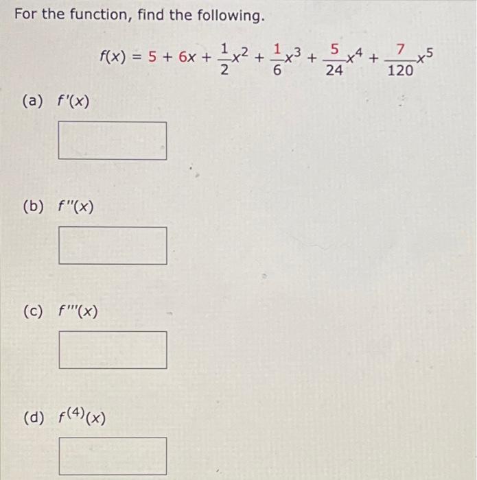 Solved For the function, find the following. | Chegg.com