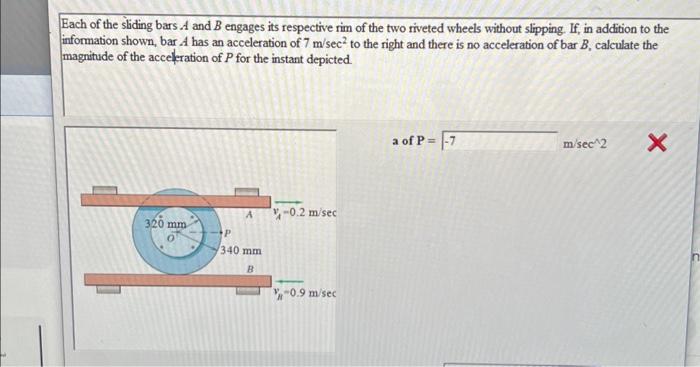 Solved Each of the sliding bars A and B engages its | Chegg.com