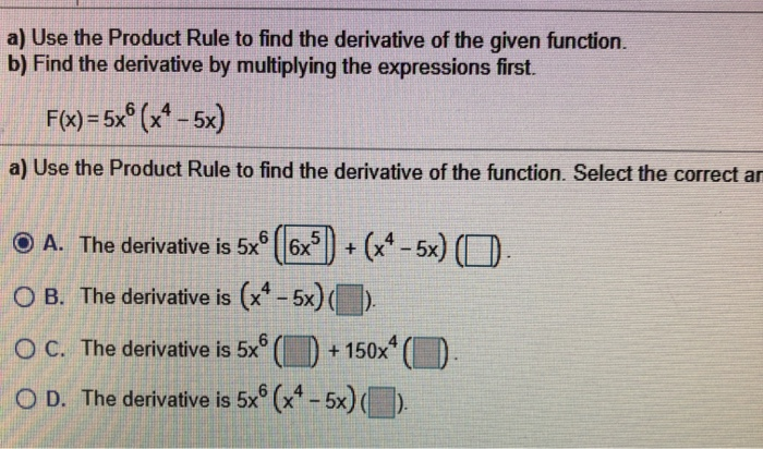 Solved a) Use the Product Rule to find the derivative of the | Chegg ...
