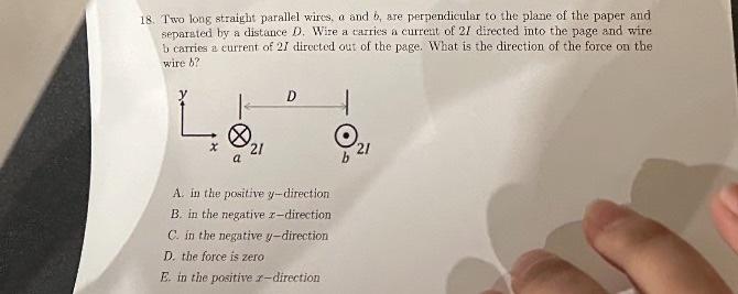 Solved 18. Two long straight parallel wires, a and b, are | Chegg.com