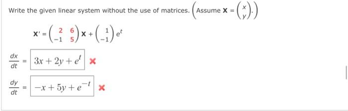 Solved Write the given linear system without the use of | Chegg.com