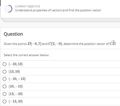 Solved QuestionGiven the points D(-8,7) ﻿and C(2,-6), | Chegg.com