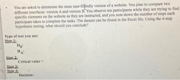 - You are asked to determine the most user-thindly | Chegg.com
