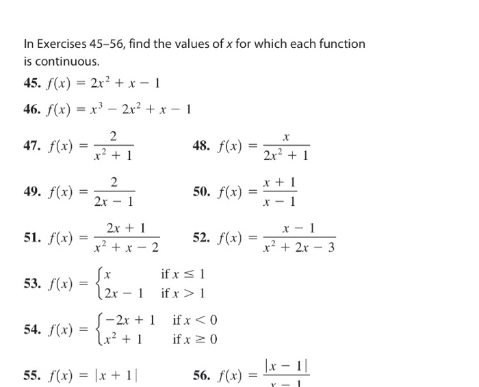 Solved In Exercises 45-56, find the values of x for which | Chegg.com