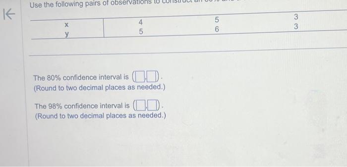 Solved Use the following pairs of observations to construct | Chegg.com