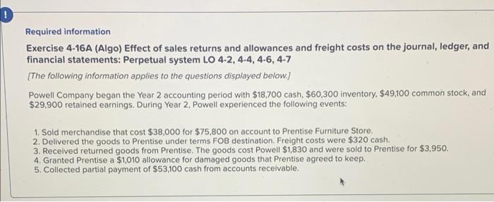 Solved Required information Exercise 4-16A (Algo) Effect of | Chegg.com