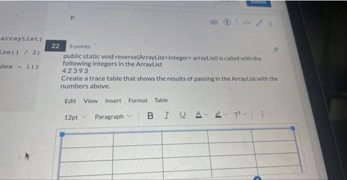 Solved 6 points public static void reverse(ArrayList> | Chegg.com Solved 6 points public static void reverse(ArrayList> | Chegg.com