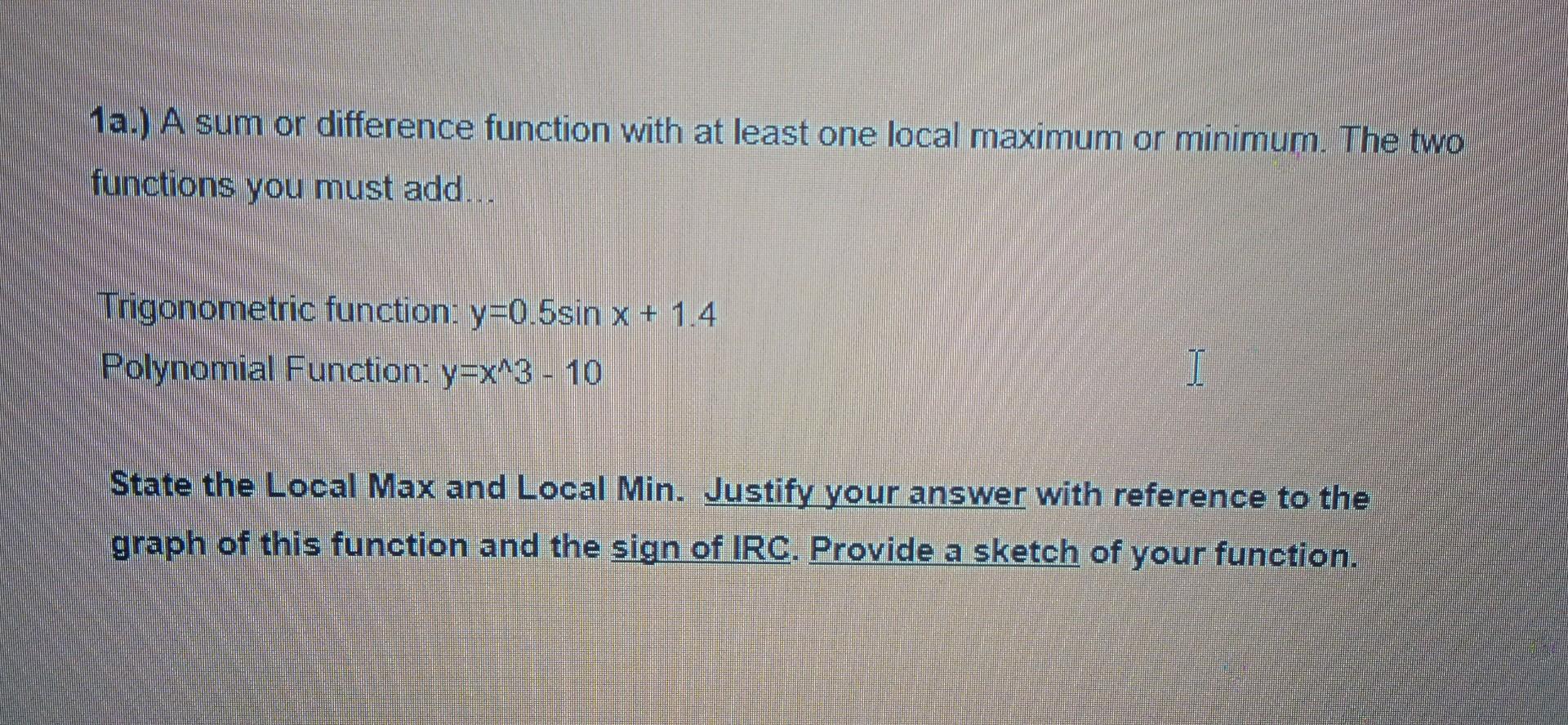 Solved 1a.) A sum or difference function with at least one | Chegg.com
