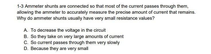 Solved 1-3 Ammeter shunts are connected so that most of the | Chegg.com