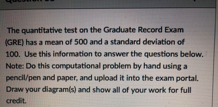 Solved The quantitative test on the Graduate Record Exam | Chegg.com