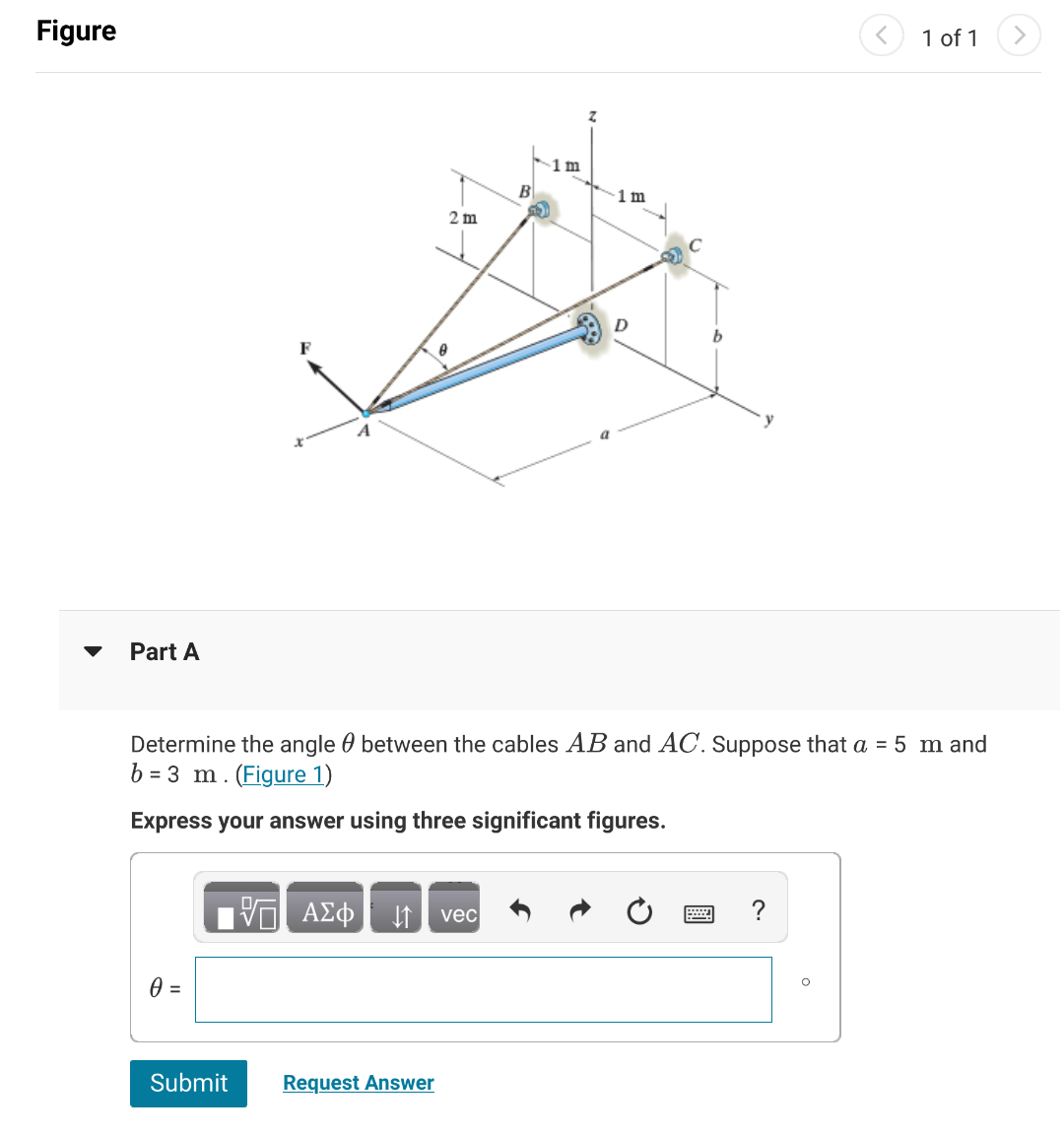 Solved 1 of 1 Part A Determine the angle θ between the | Chegg.com