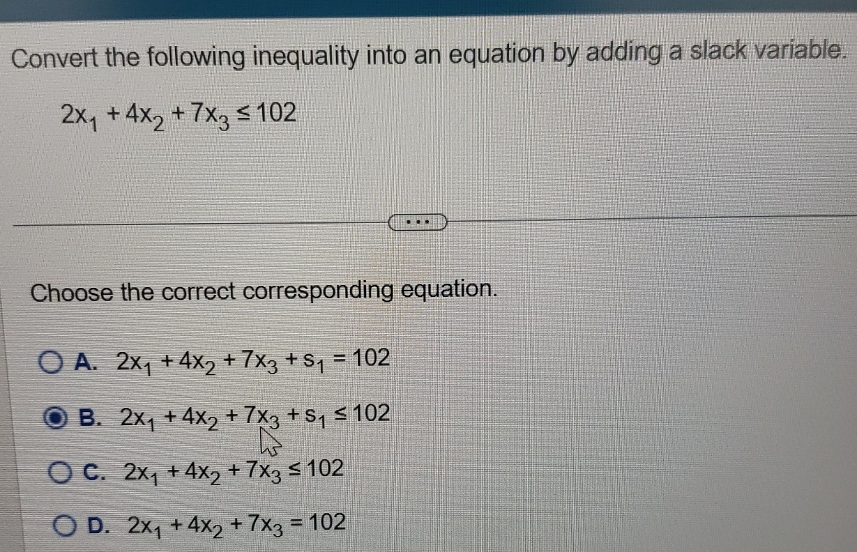 Solved Convert the following inequality into an equation by | Chegg.com