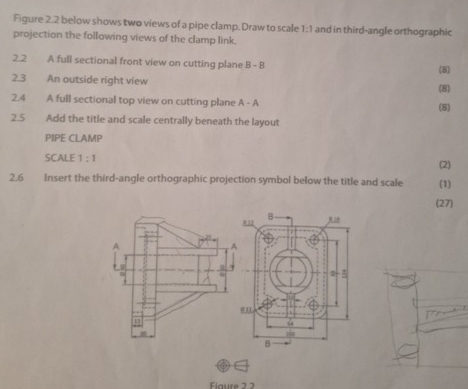 Figure 2.2 ﻿below shows two views of a pipe clamp. | Chegg.com
