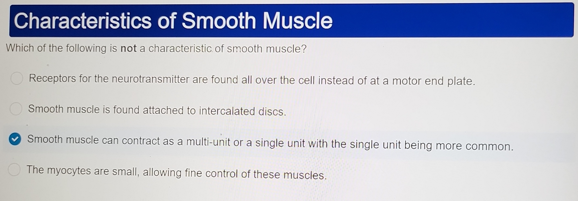 Solved Characteristics of Smooth MuscleWhich of the | Chegg.com