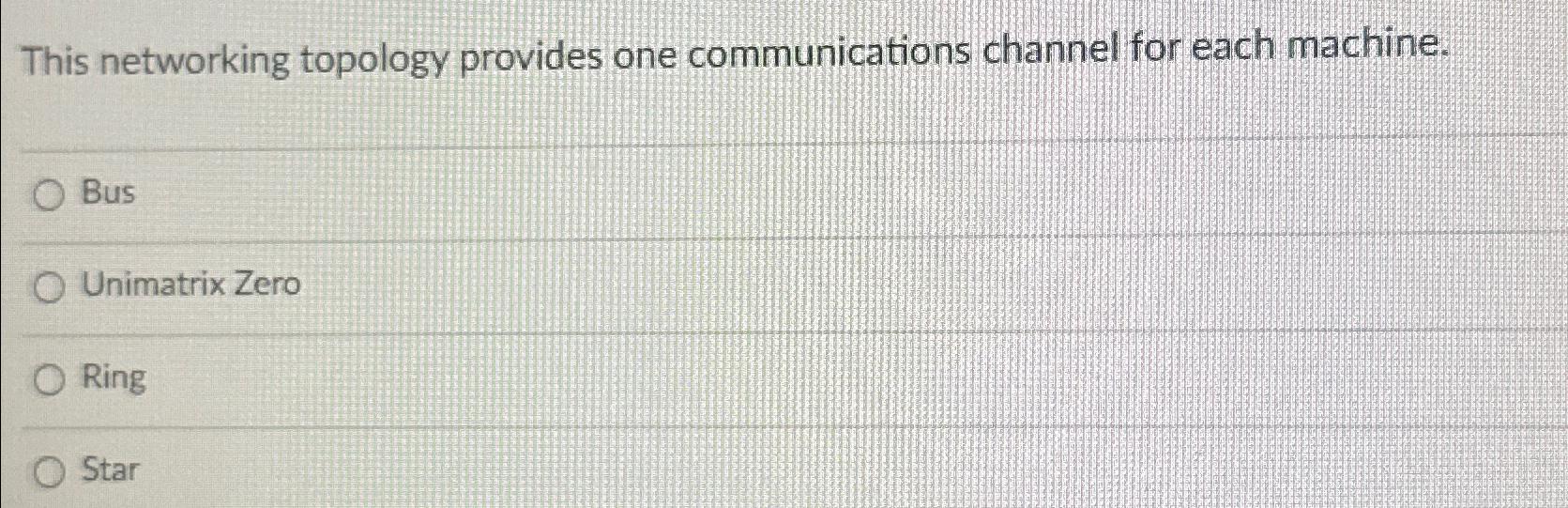 Solved This networking topology provides one communications | Chegg.com