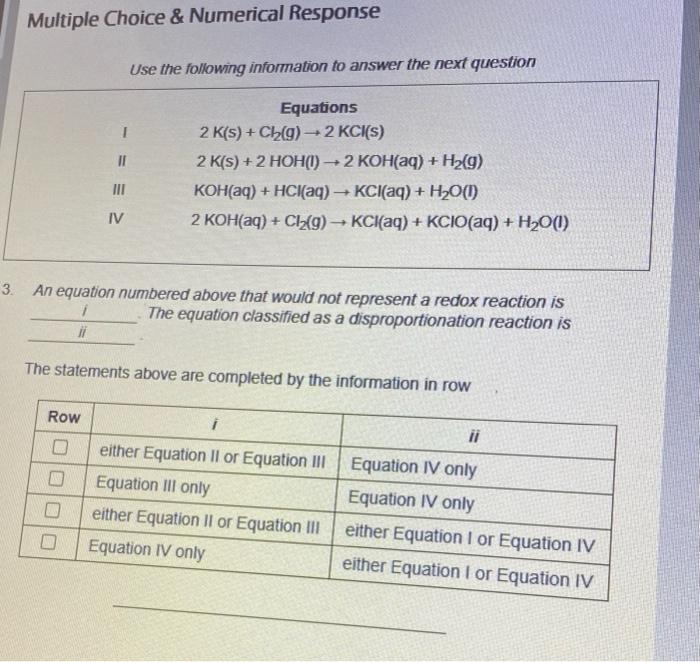 Solved Multiple Choice & Numerical Response Use the | Chegg.com