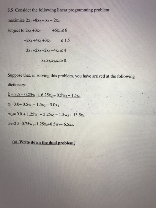 Solved 5.5 Consider the following linear programming | Chegg.com
