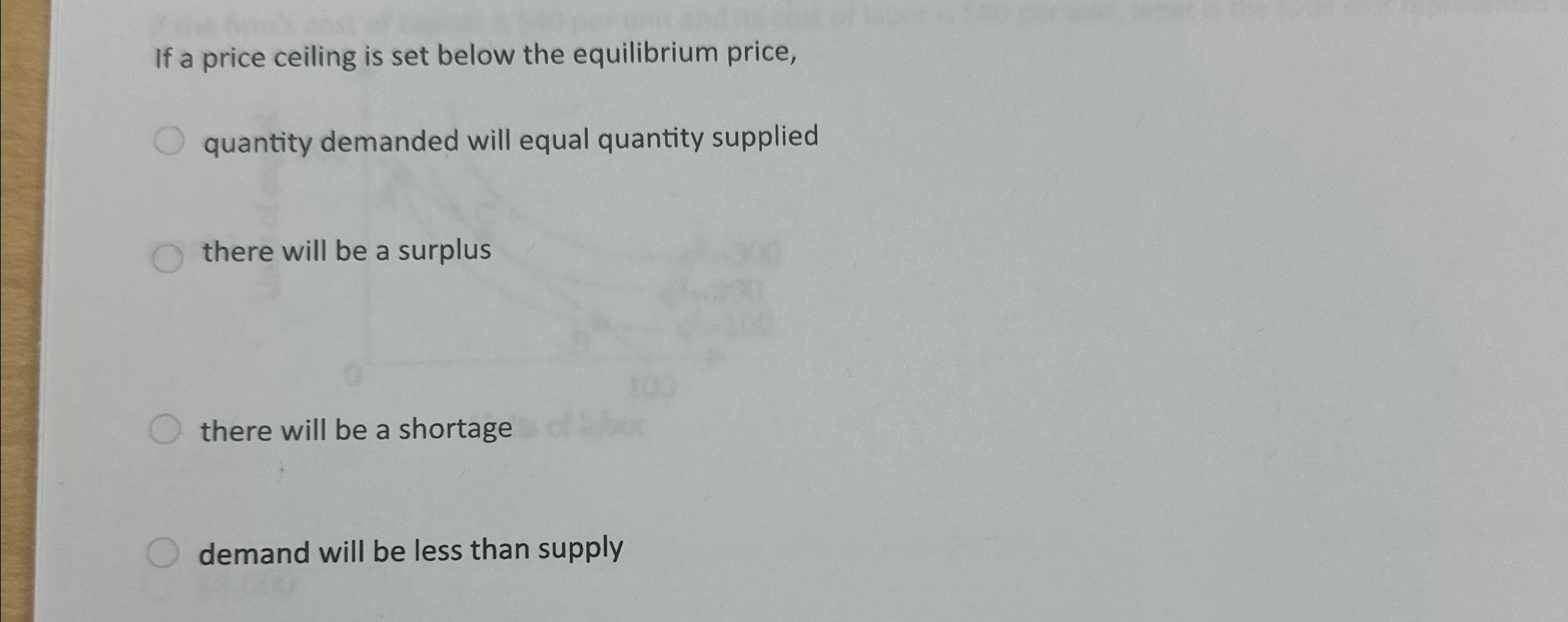 Solved If a price ceiling is set below the equilibrium | Chegg.com