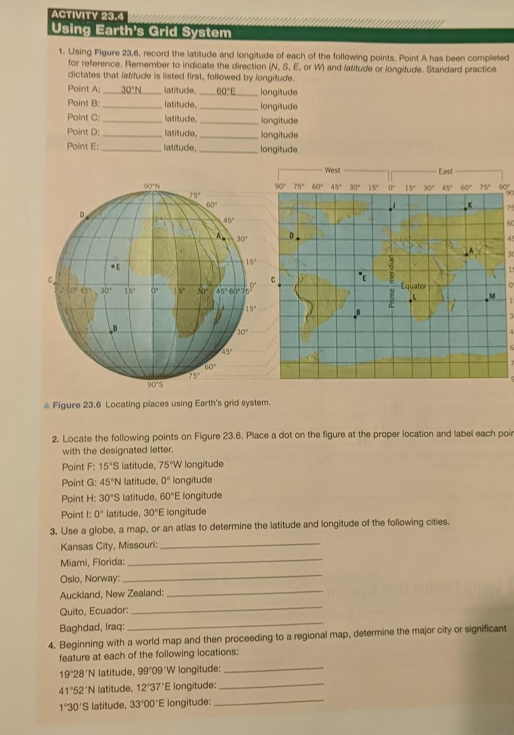 Solved ACTIVITY 23 4 Using Earth s Grid System 1 Using Chegg
