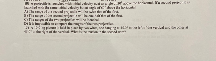 Solved A projectile is launched with initial velocity V, at | Chegg.com