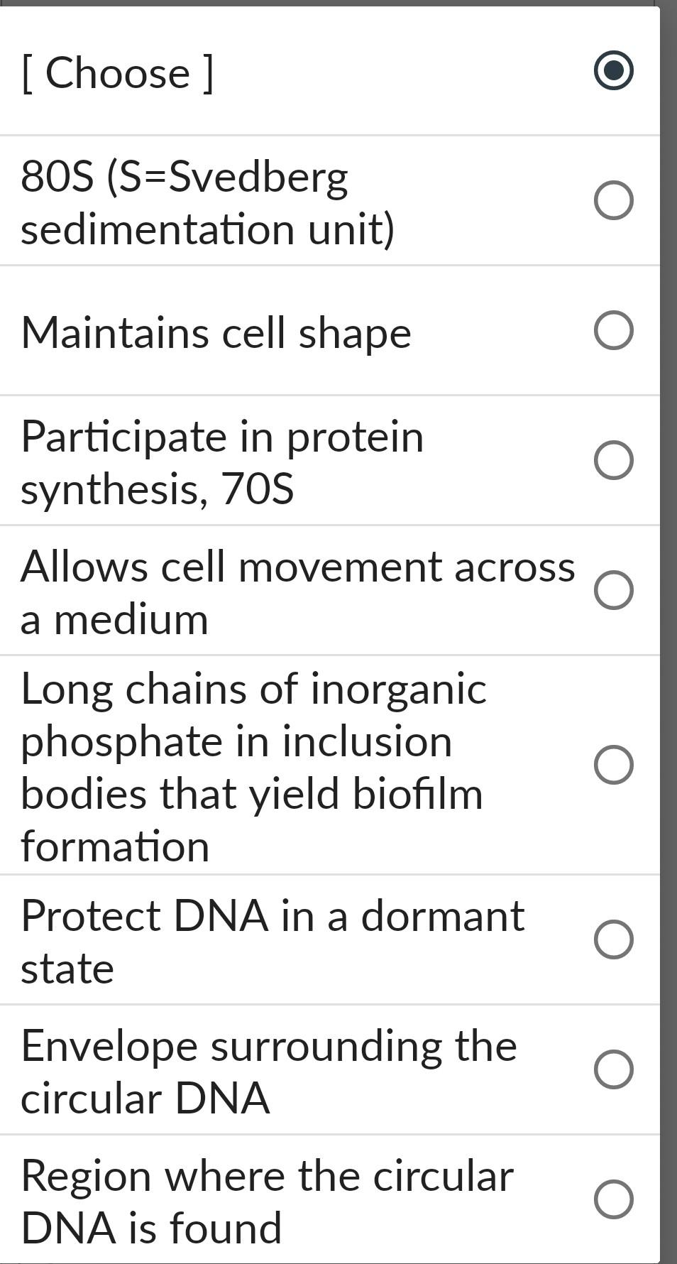 Solved Match the prokaryotic cell structure to the function | Chegg.com