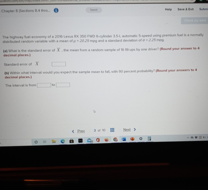 Solved Saved Help Save & Exit Subm. Chapter 8 (Sections 8.4 | Chegg.com