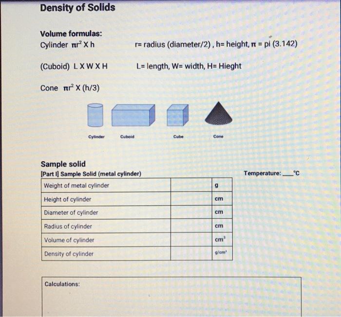 Solved Density of Solid Regular solid | Chegg.com