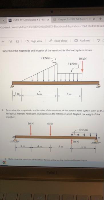 Solved Determine the magnitude and location of the resultant | Chegg.com
