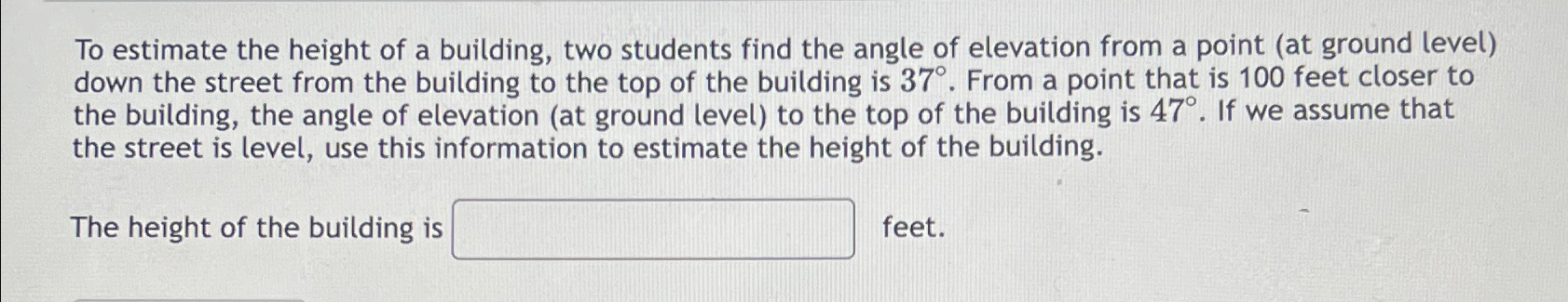 Solved To estimate the height of a building, two students | Chegg.com