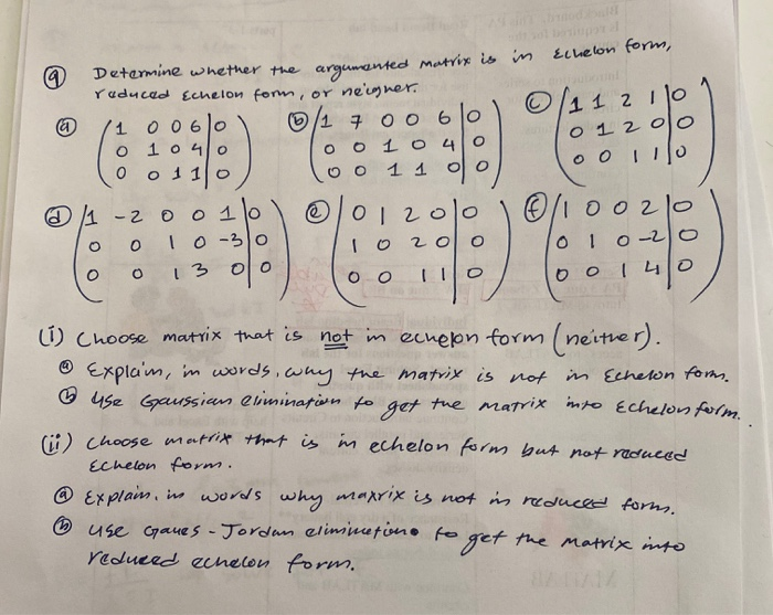 Solved 1040 O O Determine whether the argumented matrix is | Chegg.com