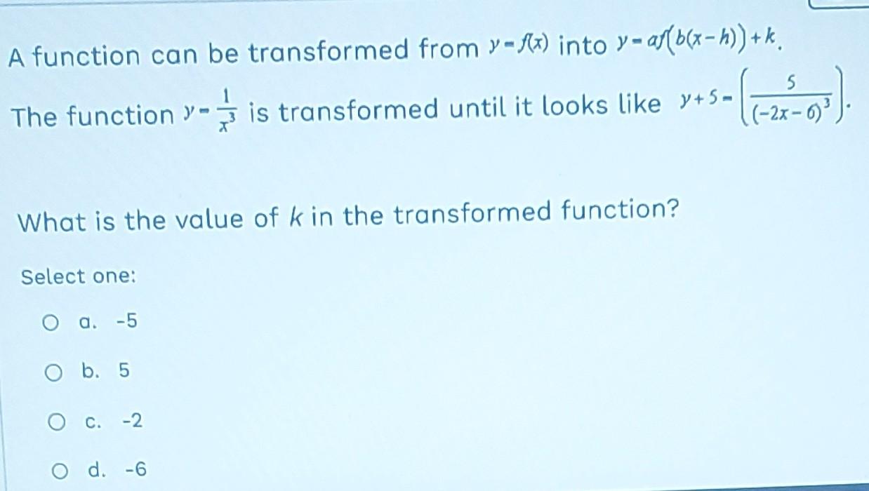 Solved A function can be transformed from y=f(x) into | Chegg.com