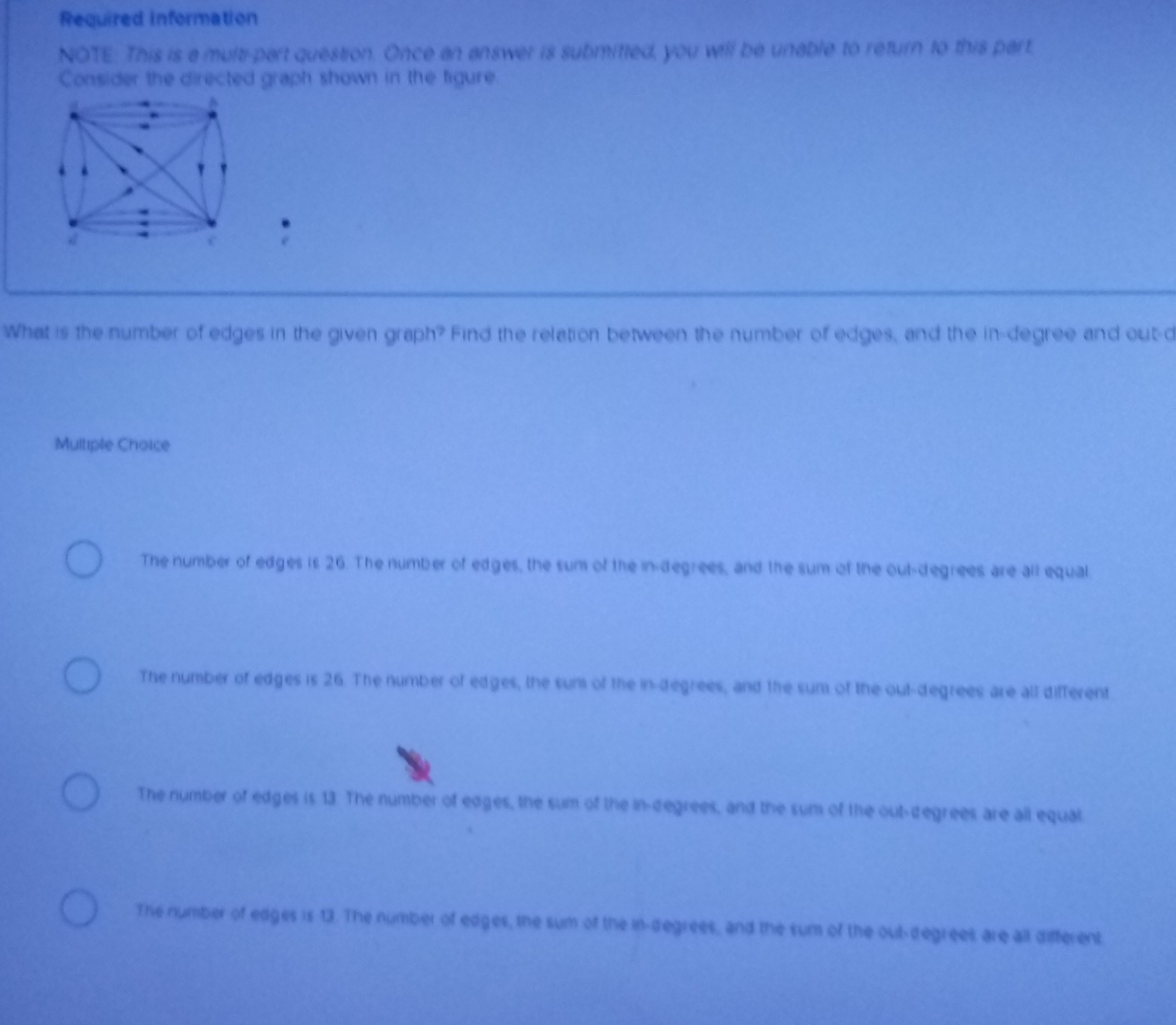 Solved Required information Conscr the drected grawh shown | Chegg.com