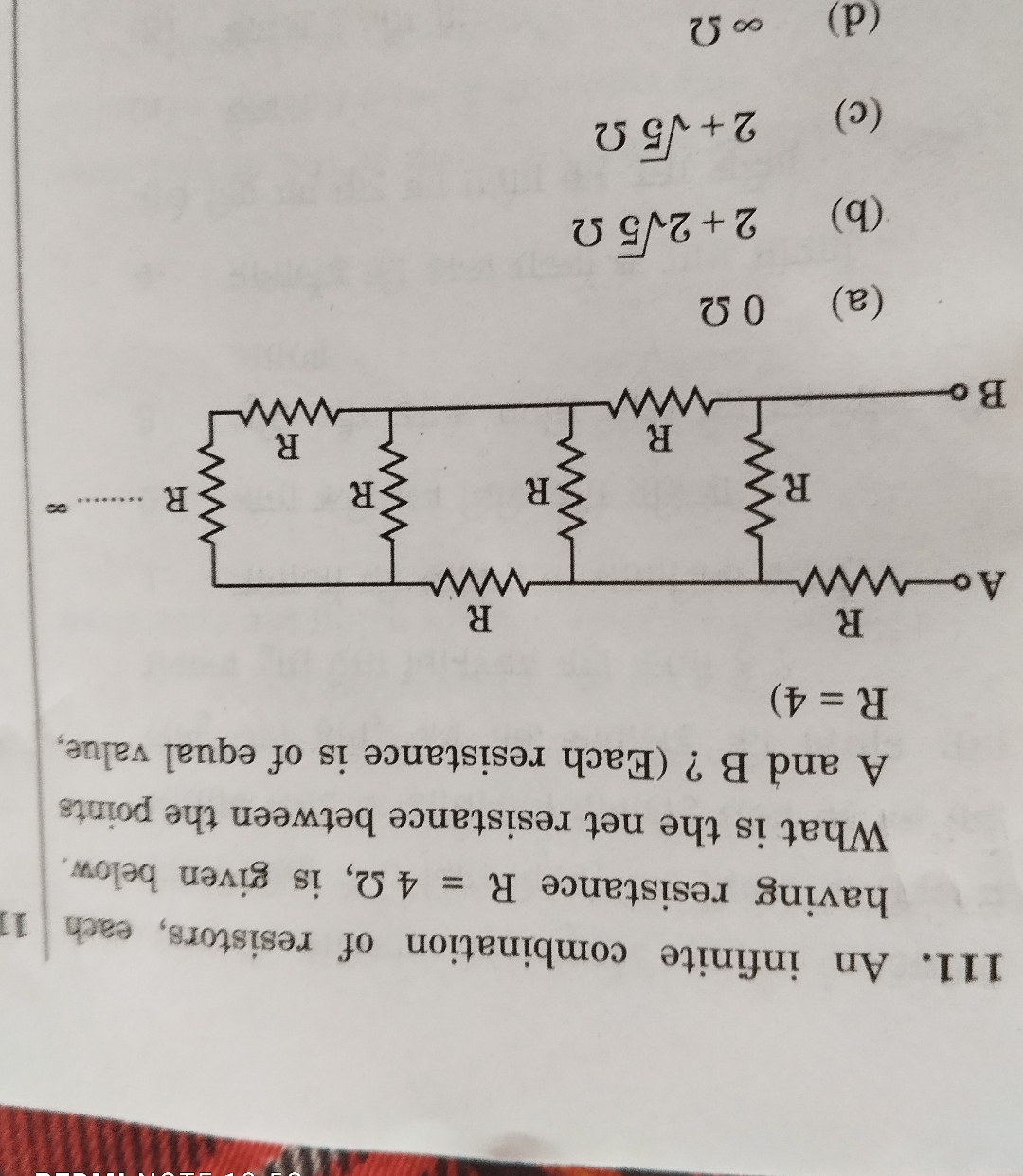 Solved An infinite combination of resistors, each having | Chegg.com
