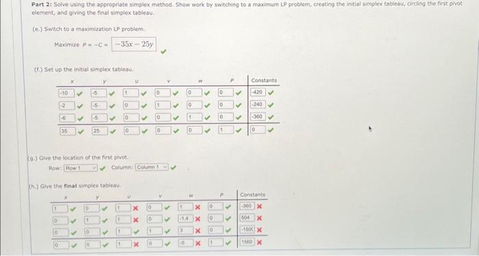 Part 2: Solve using the appropriate simplex method. | Chegg.com