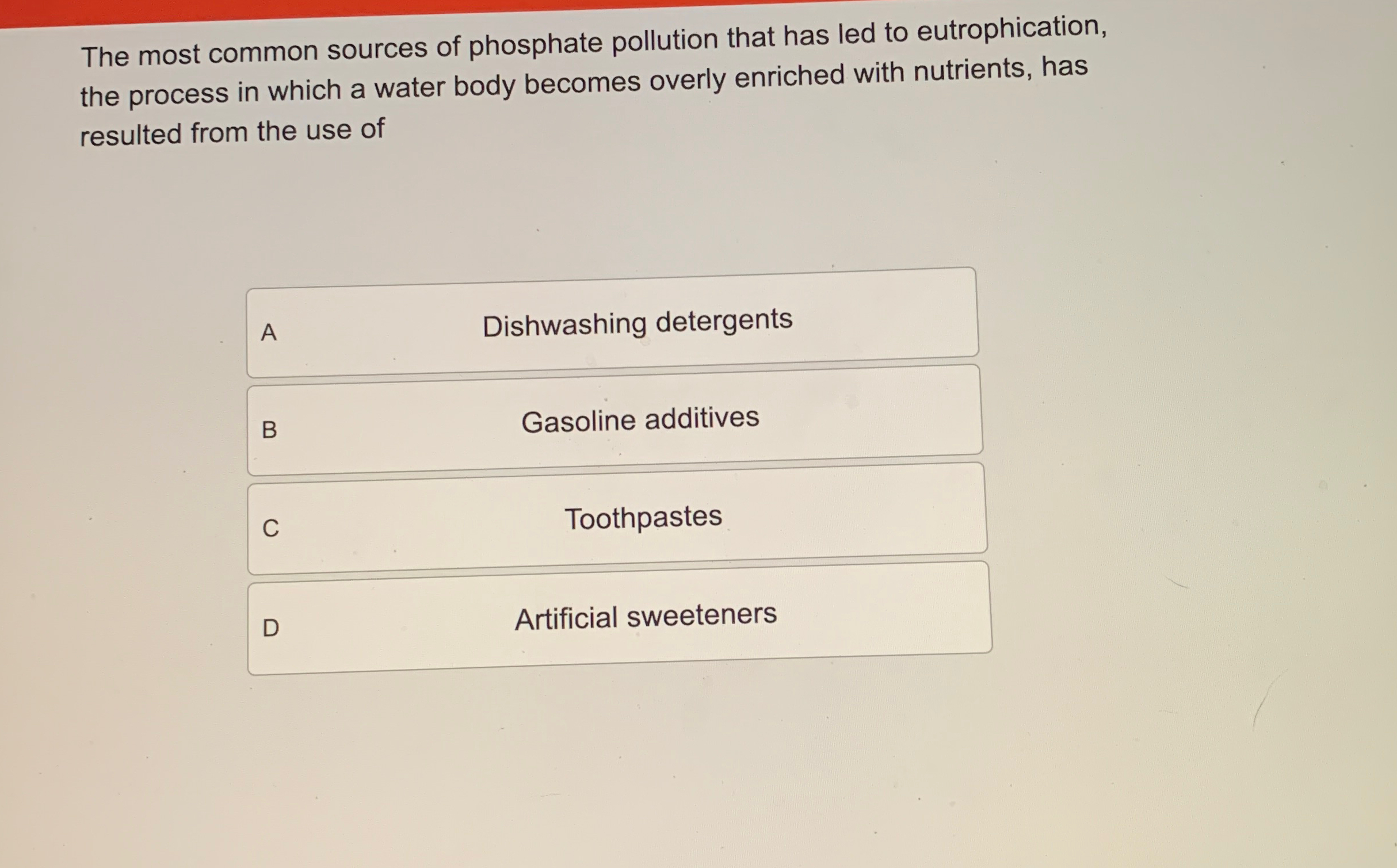 Solved The most common sources of phosphate pollution that | Chegg.com
