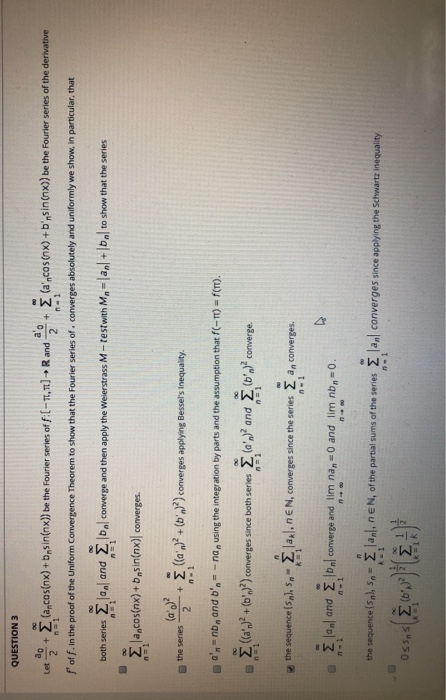Solved QUESTION 3 Let + (a.cos(nx) + sin(nx)) be the Fourier | Chegg.com