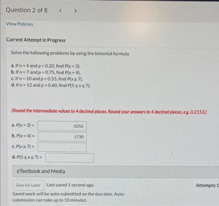 Solved Current Attempt in Progress Solve the following | Chegg.com