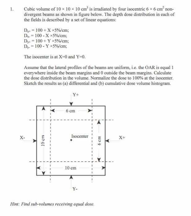 Solved 1. Cubic volume of 10×10×10 cm3 is irradiated by four | Chegg.com