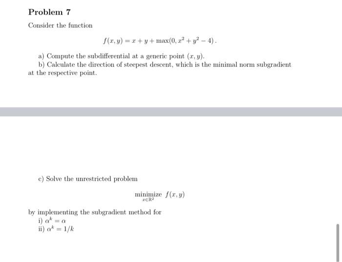 Solved Consider the function f(x,y)=x+y+max(0,x2+y2−4). a) | Chegg.com