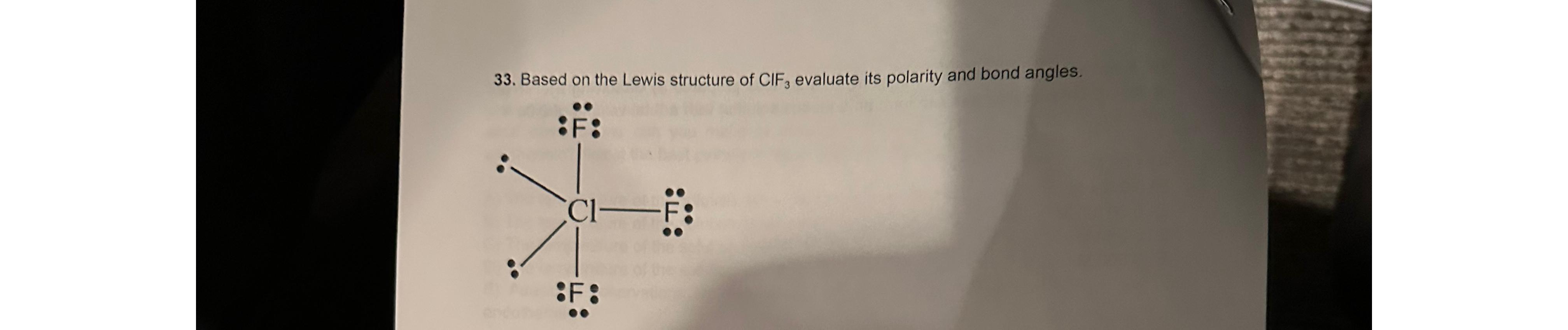 Solved Based on the Lewis structure of CIF3 ﻿evaluate its | Chegg.com