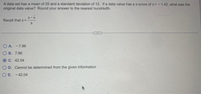 Solved A data set has a mean of 25 and a standard deviation | Chegg.com