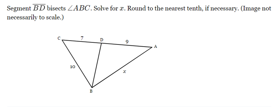 Solved Segment BD ﻿bisects angle ABC. Solve for x. ﻿Round to | Chegg.com